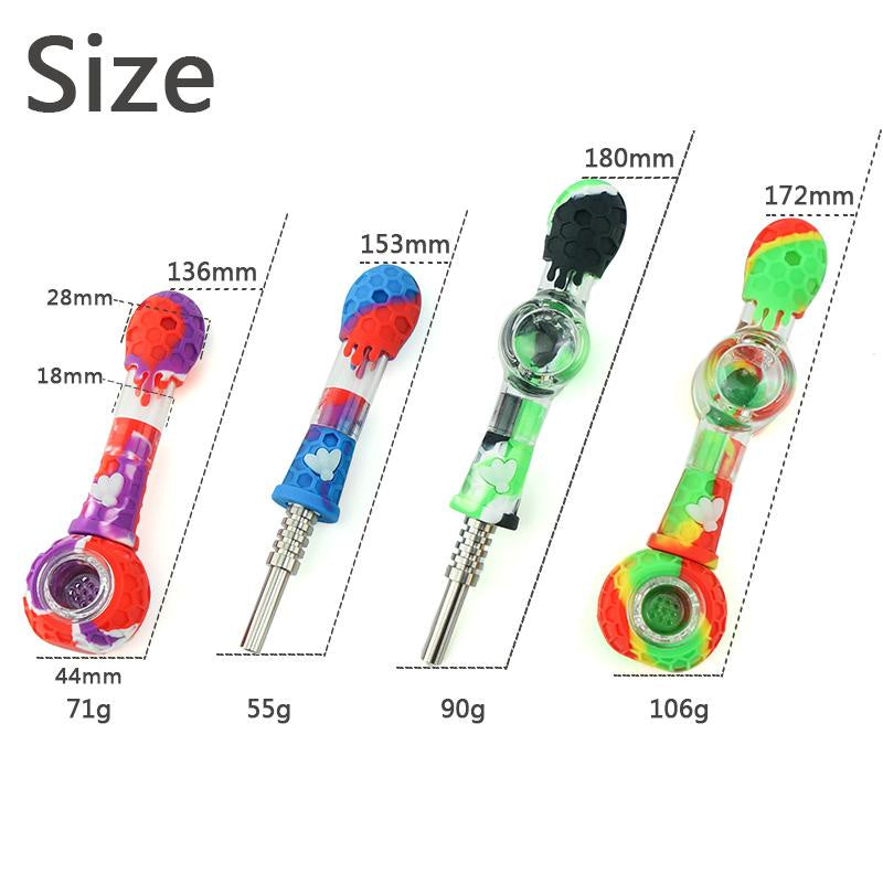 7" 4 In 1 Honeycomb Silicone Hand Pipe Set (MSRP: $24.99)