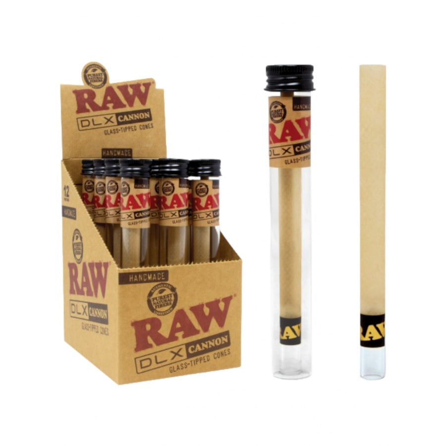 RAW DLX Glass Hand Rolled King Size Tips - 12ct Display